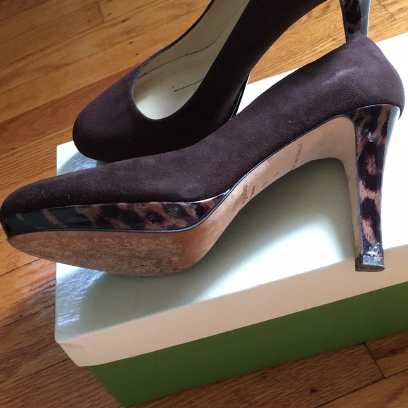 kate spade | Shoes | Kate Spade Kendra Suede Patent Tortoise Heels ...